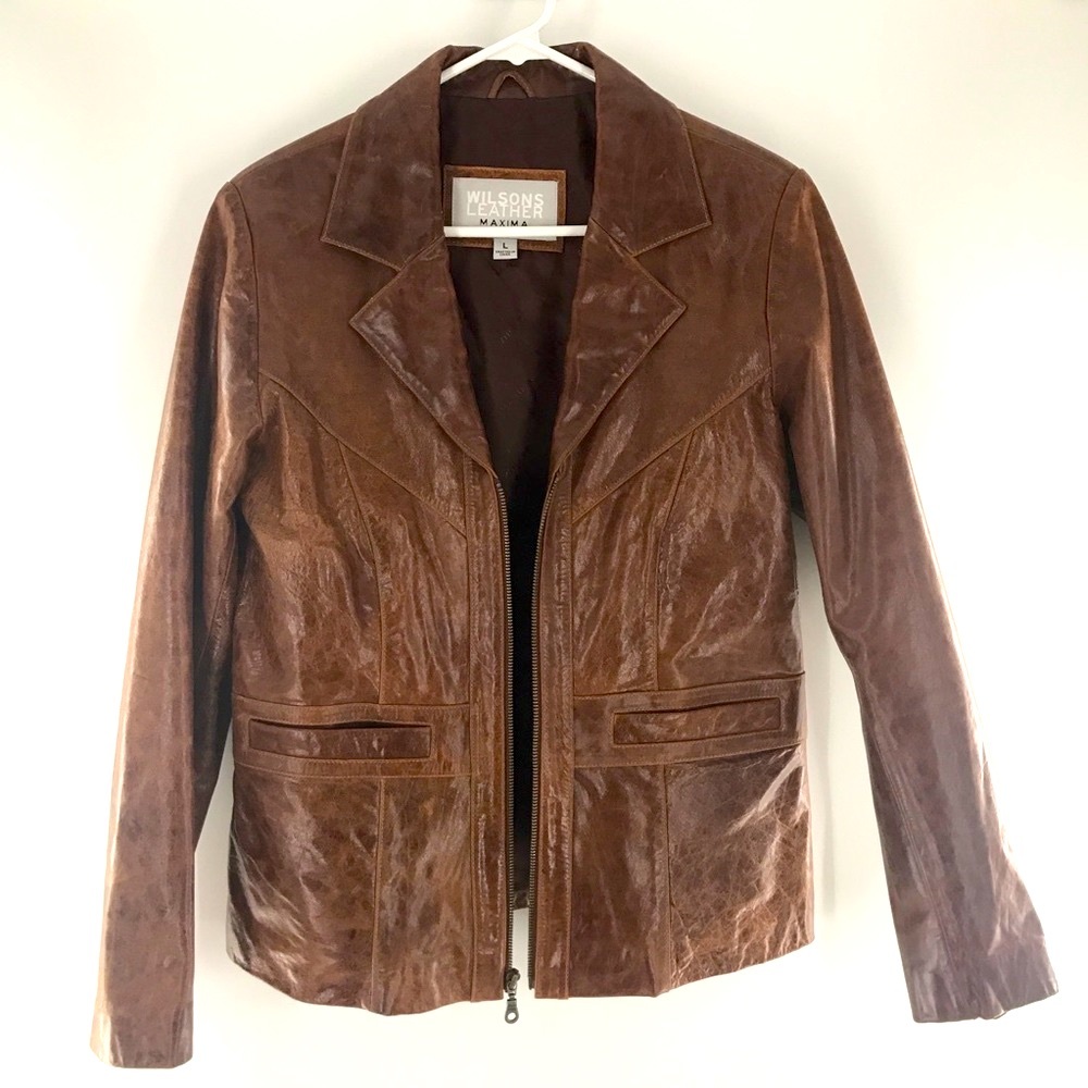 Wilsons Leather Maxima 1970s Brown Leather Zip Up Jac… - Gem